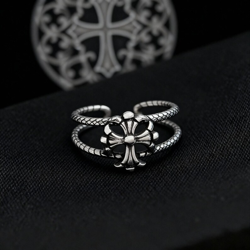 Vintage Chrome Hearts Cross Ring, Adjustable Sterling Silver Gothic ...