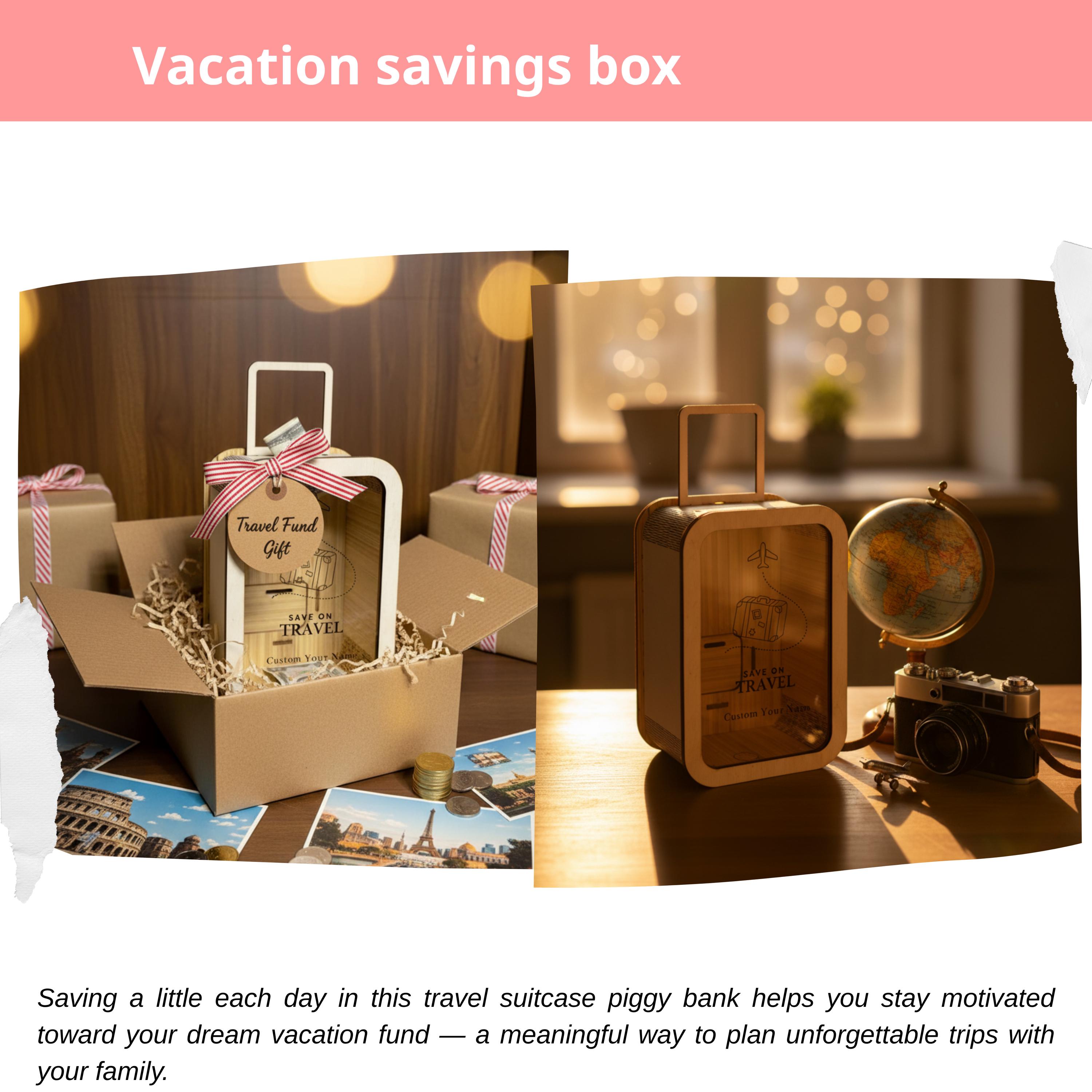 Personalized Travel Fund Box: Suitcase Adventure Savings Bank - Etsy
