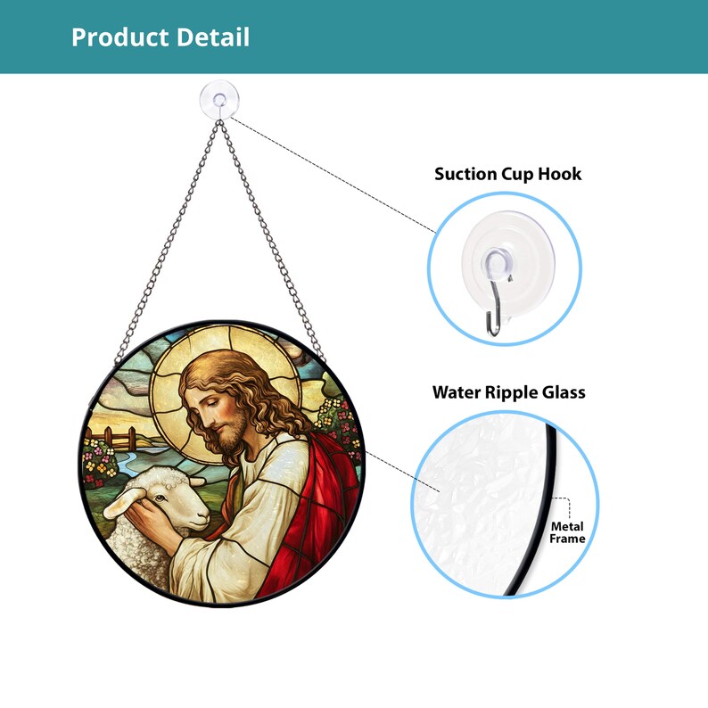 Jesus Good Shepherd Stained Glass Suncatcher, Religious Christian ...