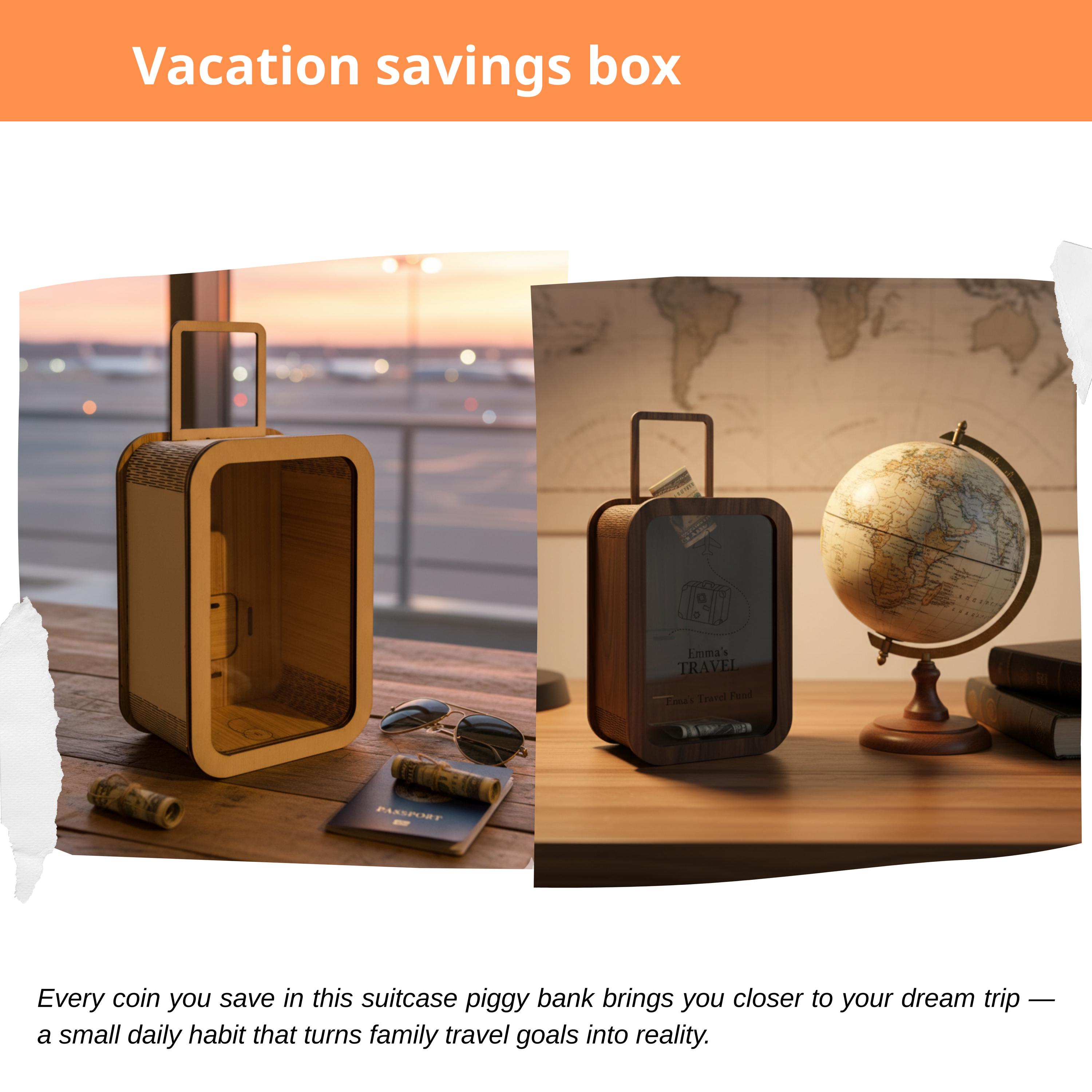 Personalized Travel Fund Box | Wooden Piggy Bank - Etsy