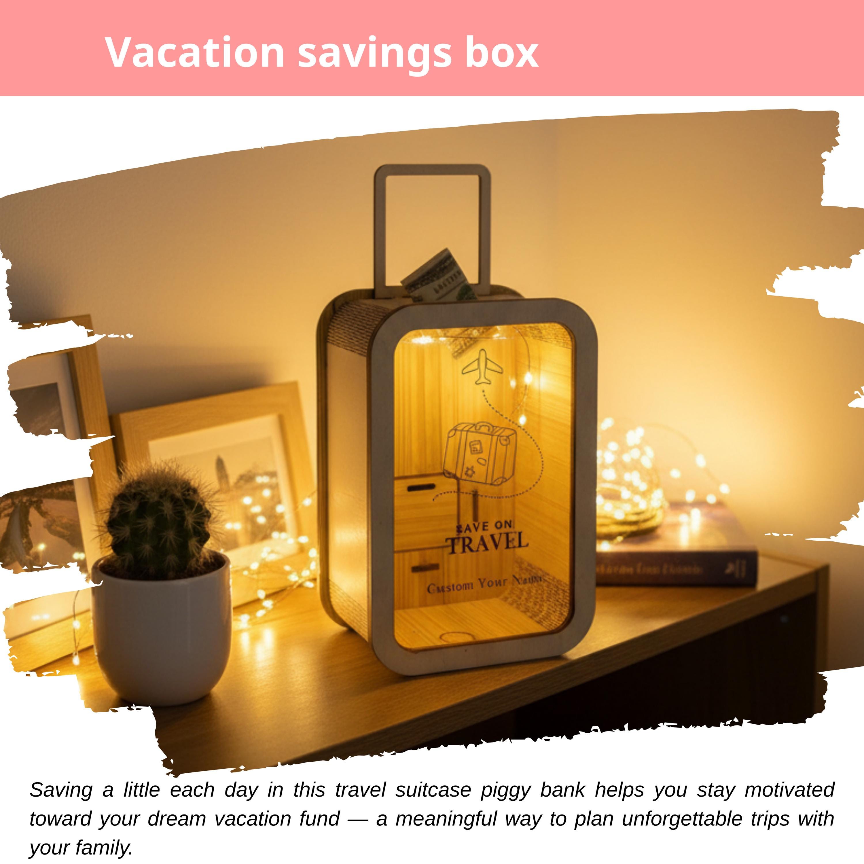 Personalized Travel Fund Box: Suitcase Adventure Savings Bank - Etsy