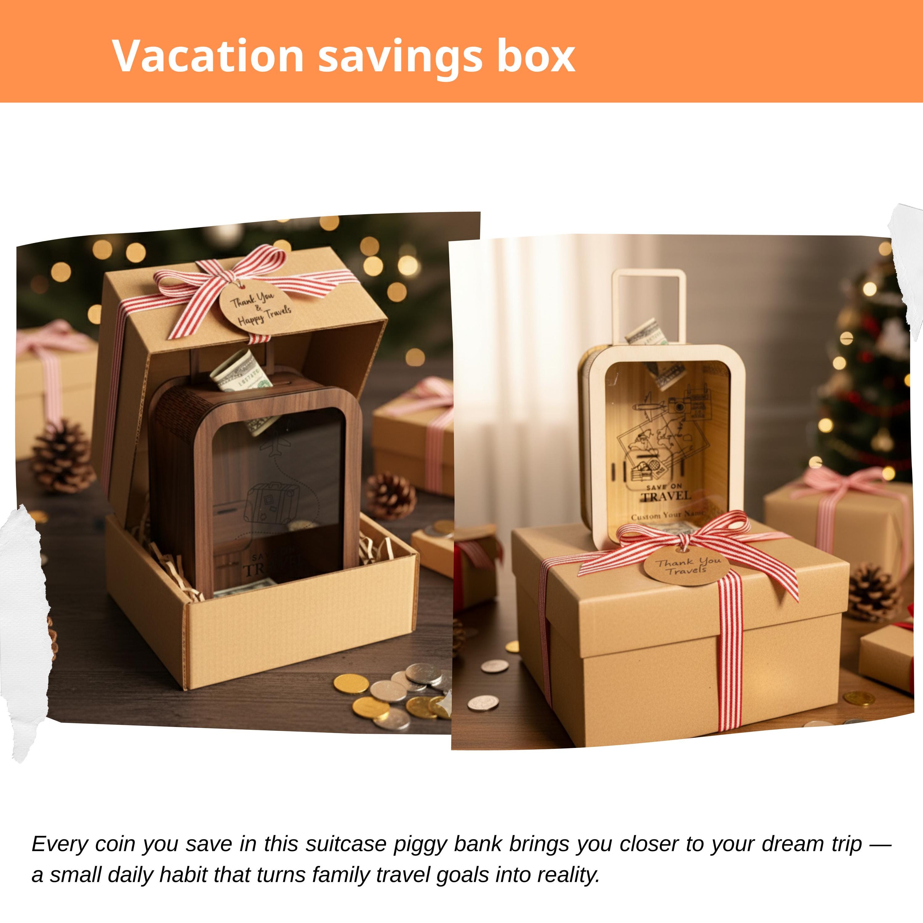 Personalized Travel Fund Box | Wooden Piggy Bank - Etsy