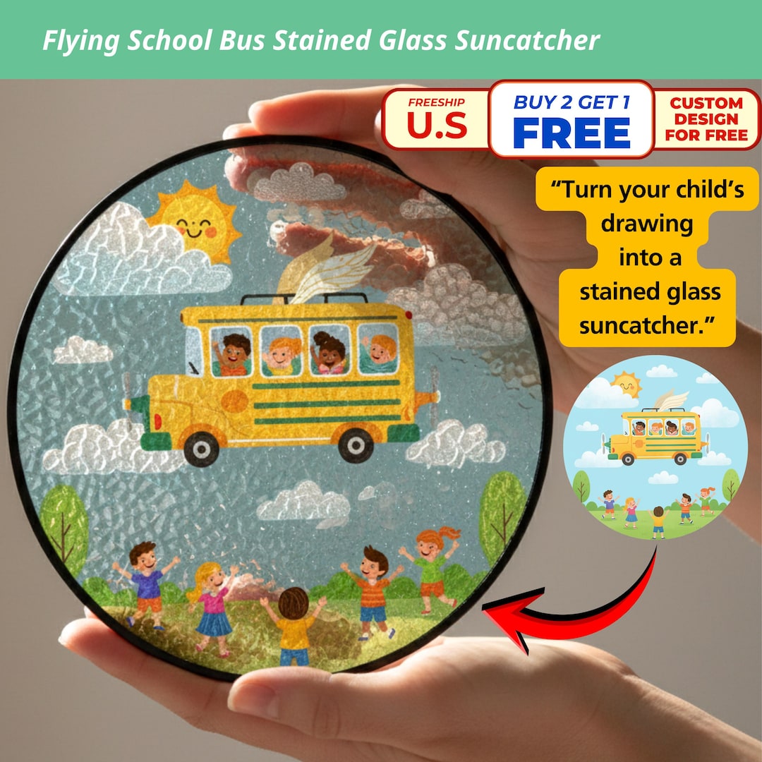 Flying School Bus Suncatcher, Teacher Appreciation Gift - Etsy