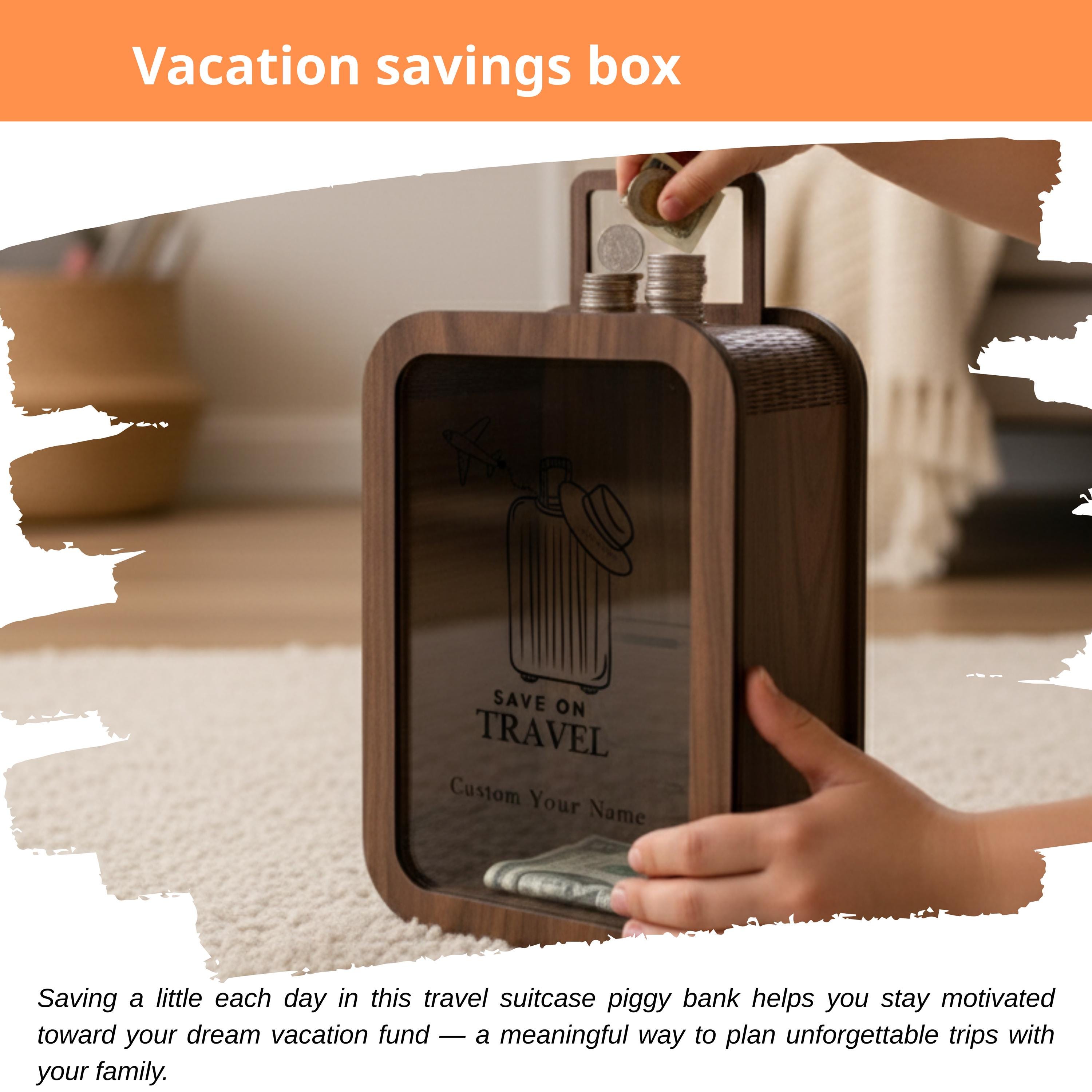 Personalized Travel Fund Box | Wooden Piggy Bank - Etsy