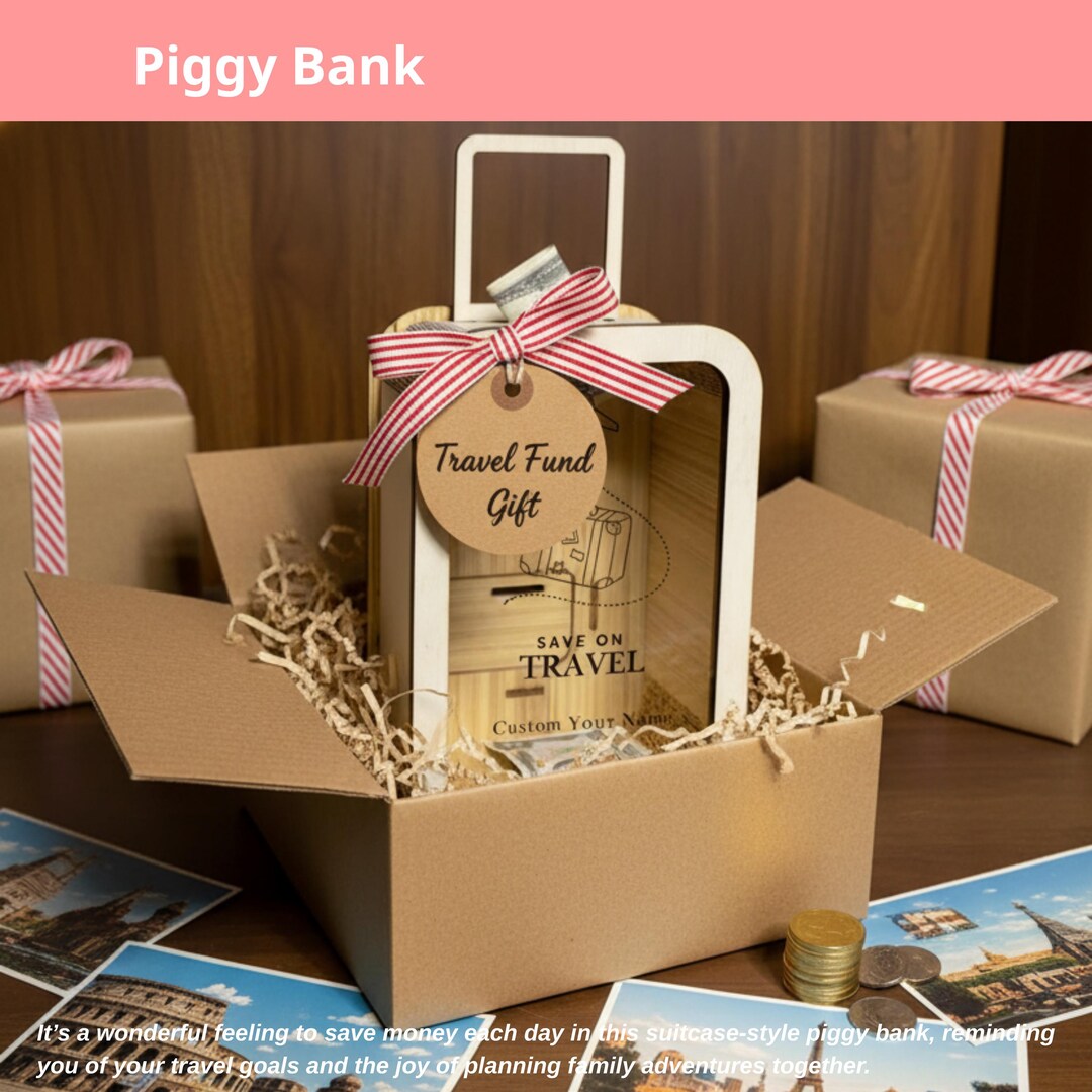 Personalized Travel Fund Box: Suitcase Adventure Savings Bank - Etsy