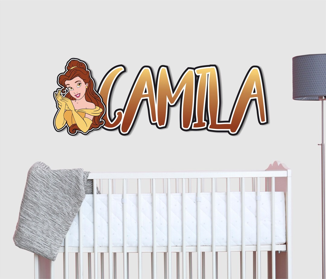 Disney Princess Belle Wooden Sign, Disney Princess Custom Name Wooden ...