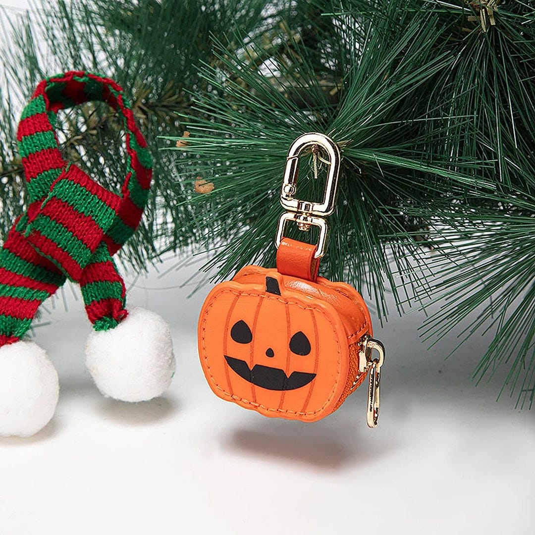 Halloween Pumpkin Coin Purse: PU Leather AirTag & Earbud Holder - Etsy