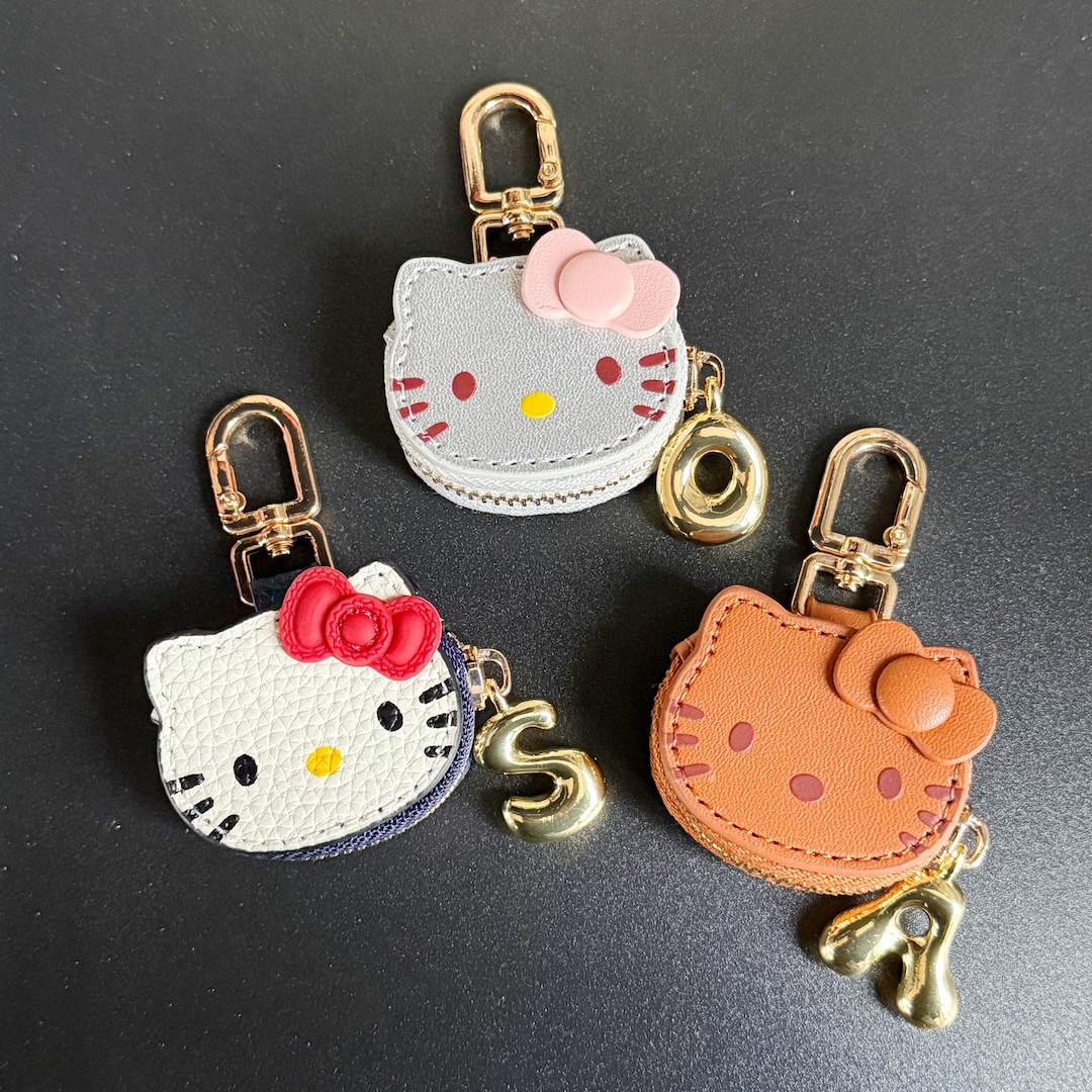 Personalized Cat Coin Purse, 18K Gold Initial Charm, Vegan Leather - Etsy