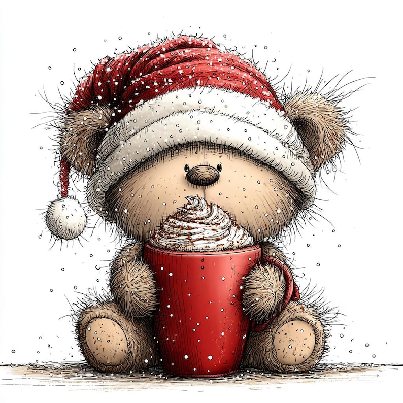 Christmas Bear Clipart: Whimsical Holiday JPG Graphics (digital ...