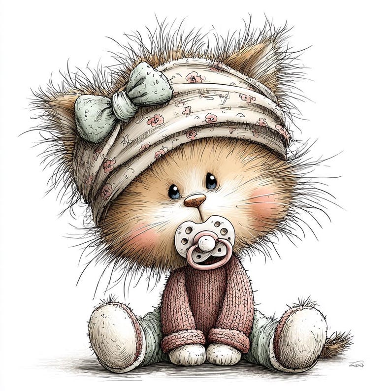 Baby Cat Clipart – Cute Kitten JPG Bundle for Nursery Decor, Baby ...