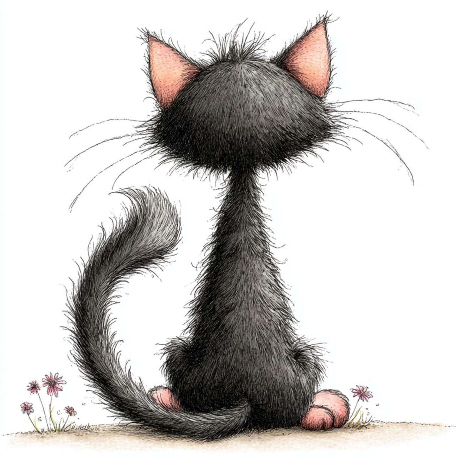 23 Cats From Behind JPG Clipart, Watercolor Back View Cats, Cute Cat ...