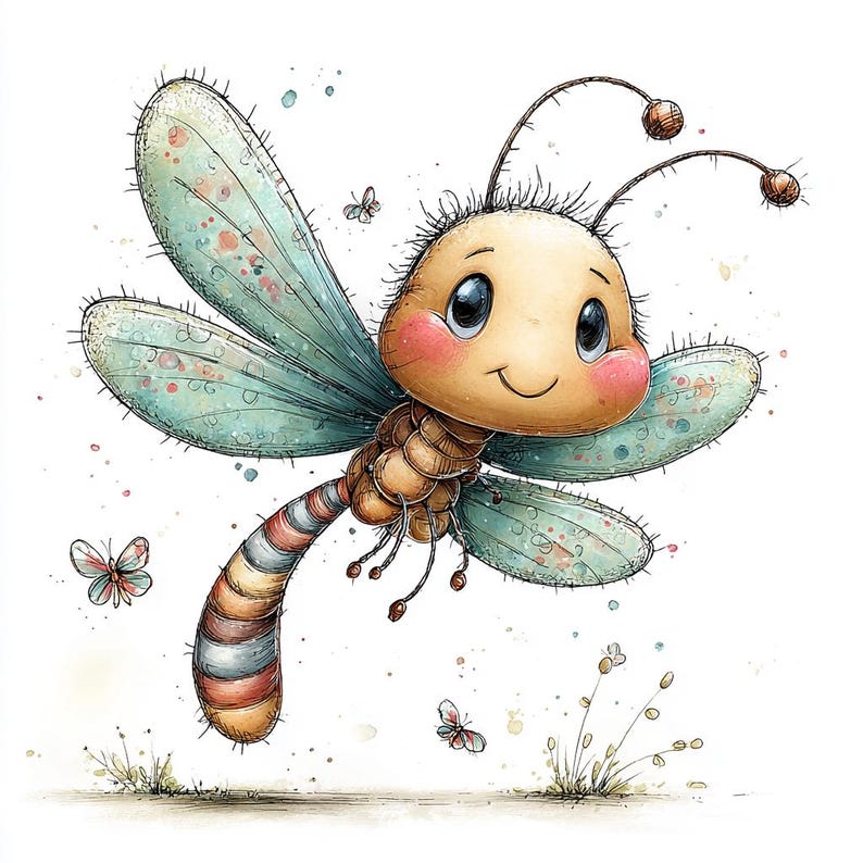 34 JPG Whimsical Spring Dragonfly Clipart – Cute Quirky Dragonfly Bug ...