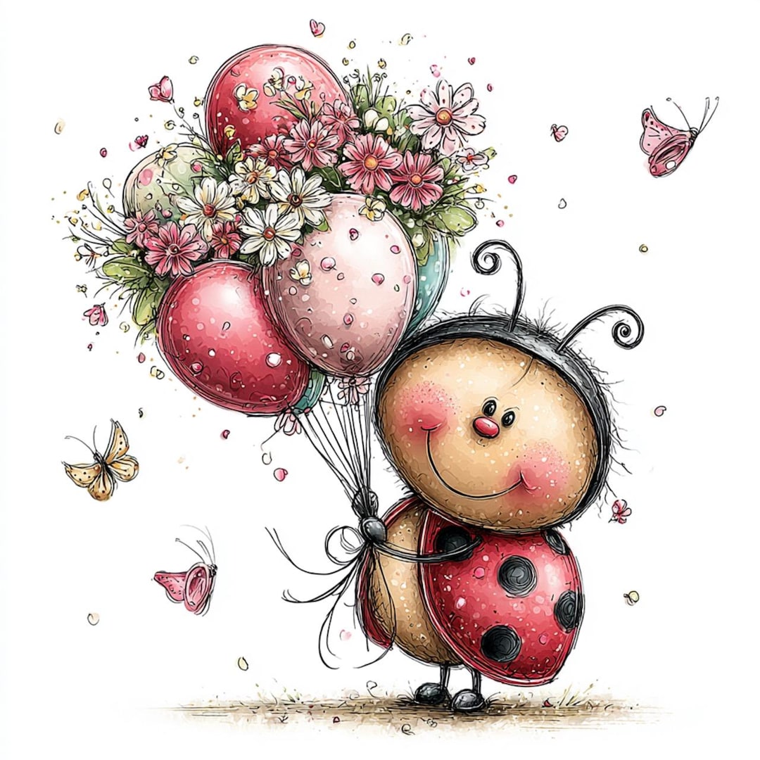 28 JPG Birthday Bugs Clipart – Watercolor Insect Party Illustrations ...