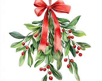 16 Mistletoe Clipart, Christmas Clipart, Festive Holiday, Printable ...
