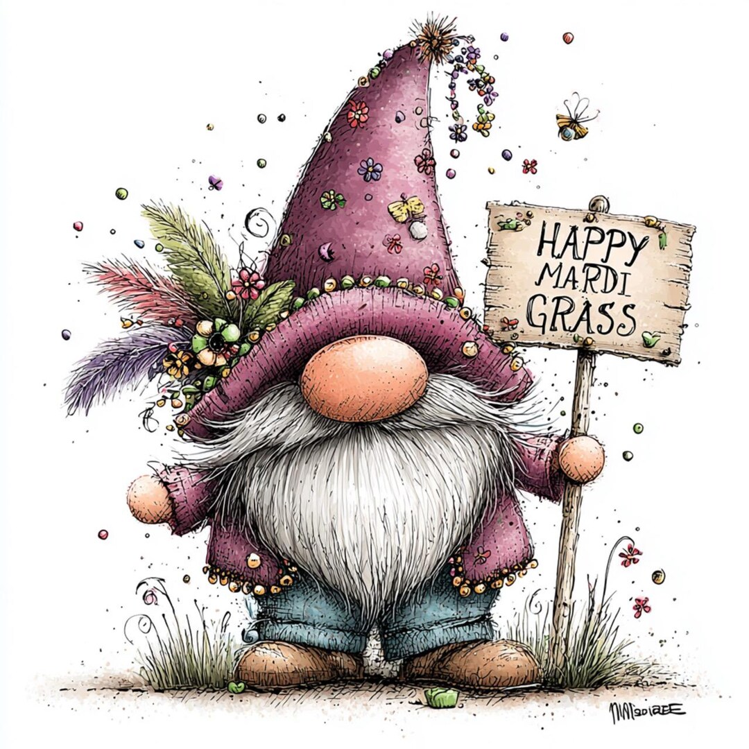 40 JPG Whimsical Gnome Mardi Gras Clipart – Cute Carnival Gnomes JPG - Etsy