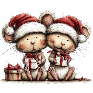 Christmas Mouse Clipart – Whimsical Watercolor Illustrations – Cute ...