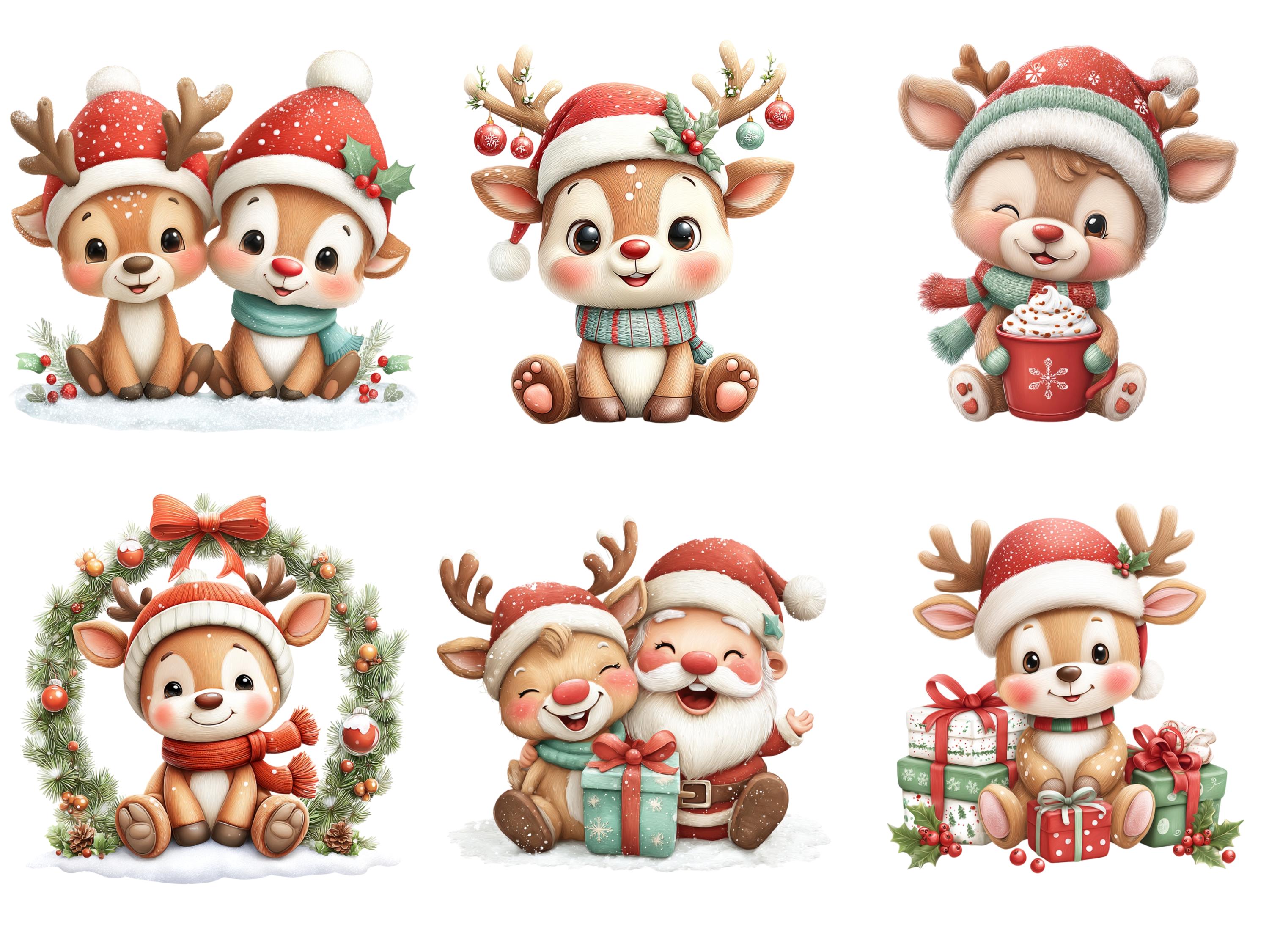Christmas Reindeer Clipart Bundle, Festive Reindeer Graphics Designs ...