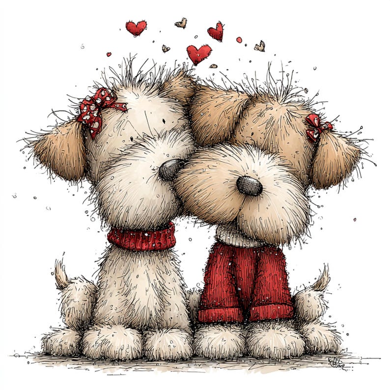35 JPG Valentine Dogs Clipart – Whimsical Watercolor Love Animals ...