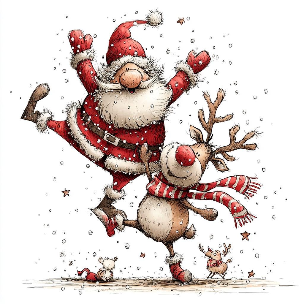 Watercolor Santa & Reindeer Clipart: Christmas Holiday Art (33 Jpgs) - Etsy