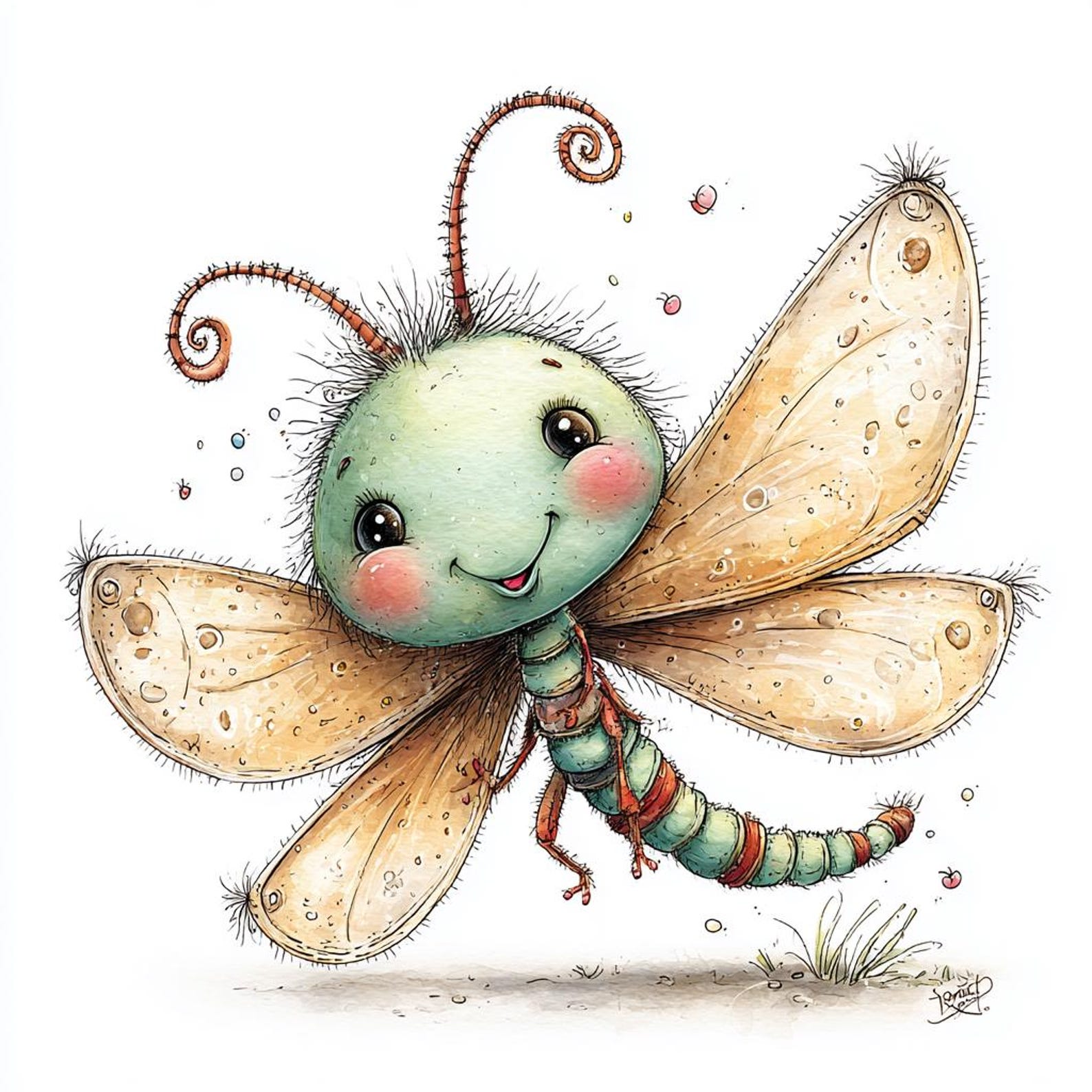 34 JPG Whimsical Spring Dragonfly Clipart – Cute Quirky Dragonfly Bug ...