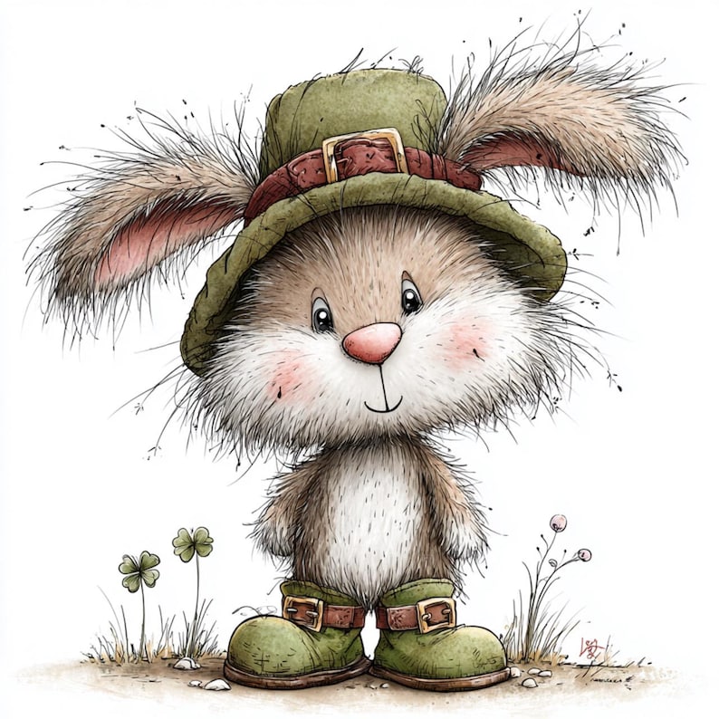 36 JPG Whimsical St. Patrick’s Day Bunny Clipart – Cute Lucky Rabbit ...