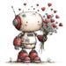Whimsical Valentine Robot Clipart – Cute Robot Love Robot JPG – Hearts ...