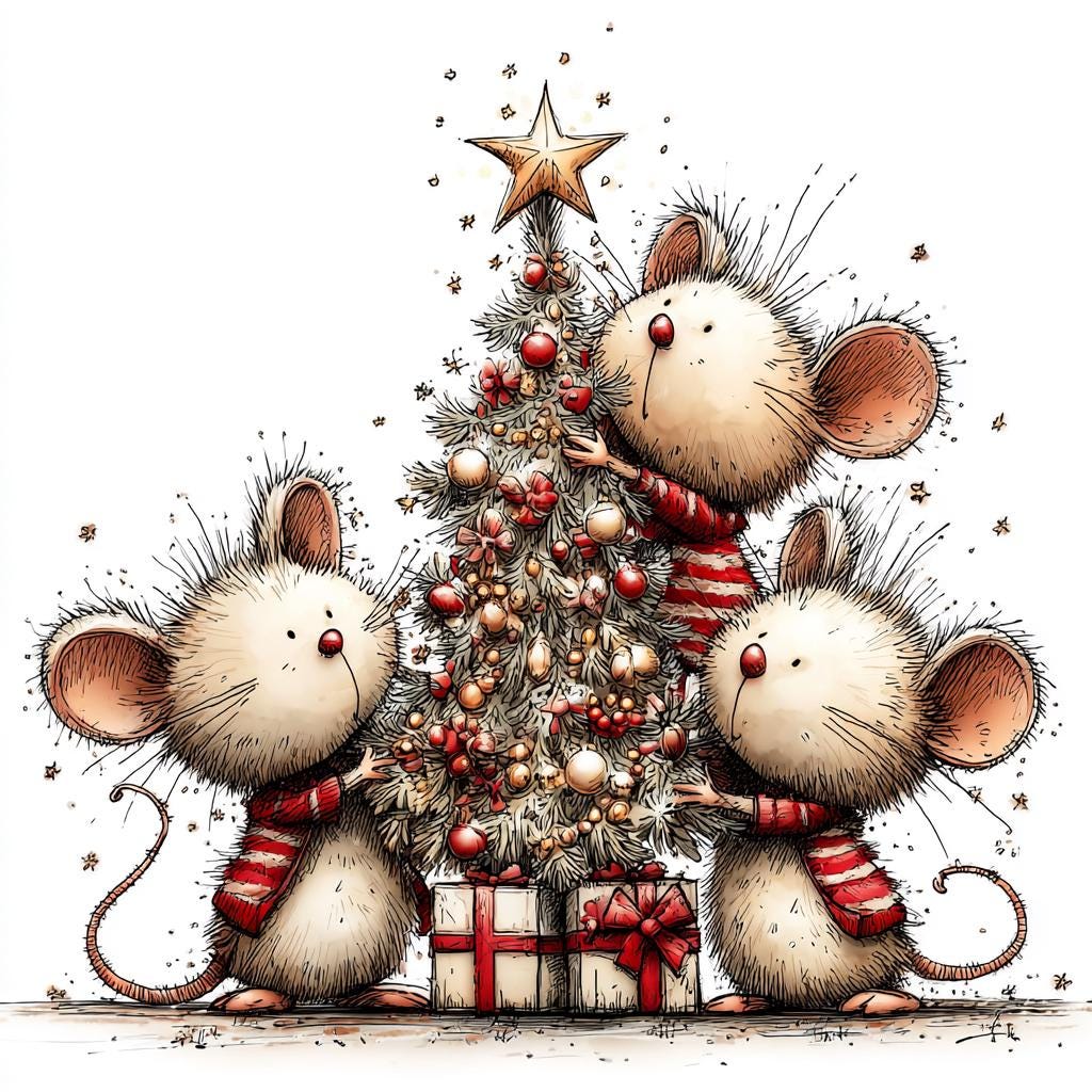 Whimsical Mouse Christmas Clipart – Cute Festive Holiday Graphics ...