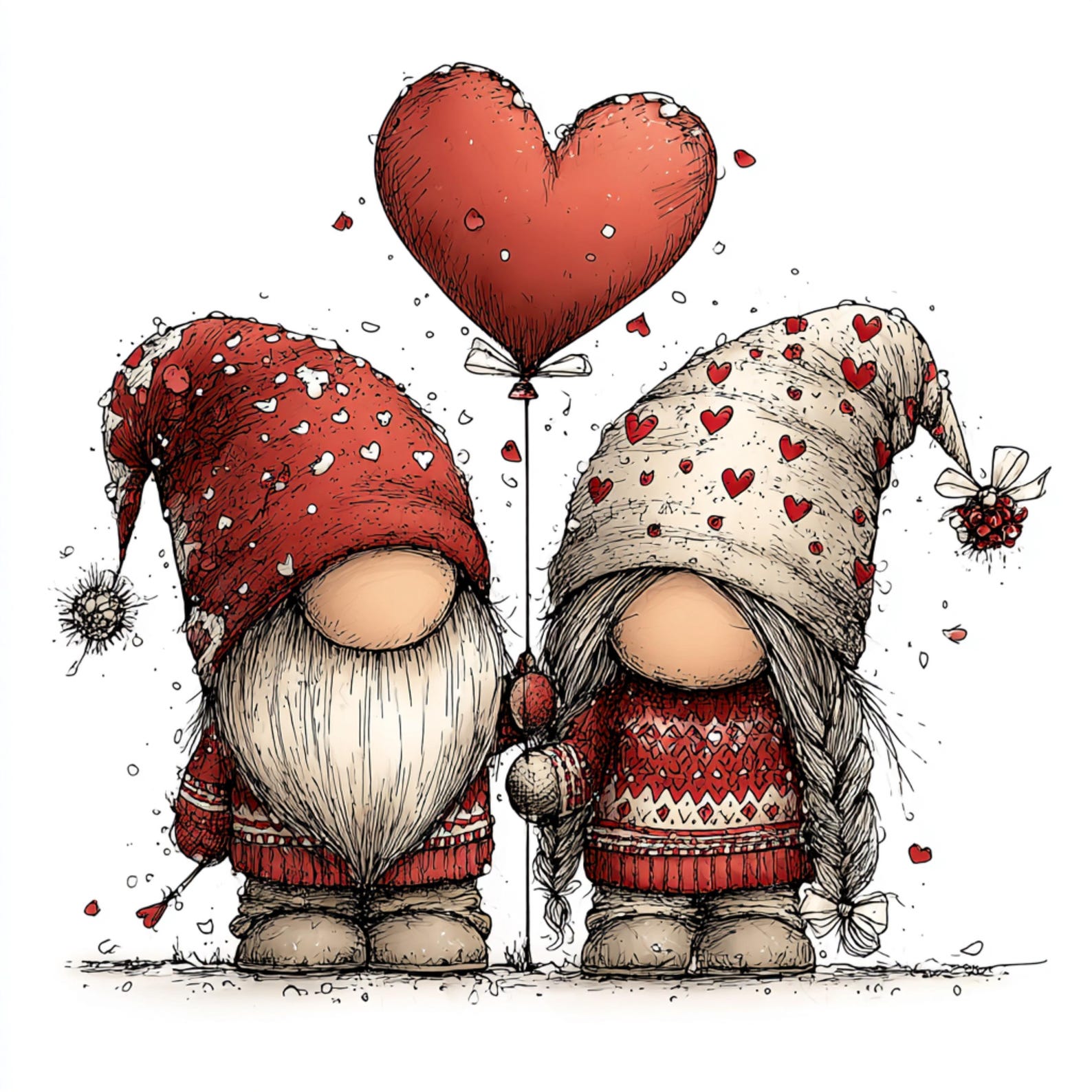 29 JPG Valentine Gnome Couple Clipart – Whimsical Watercolor Love Pair ...