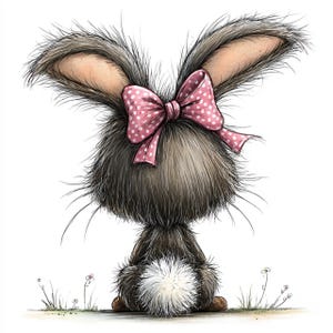 30 JPG Butt Bunny Clipart – Sweet Whimsical Rabbit Illustrations – Cute ...
