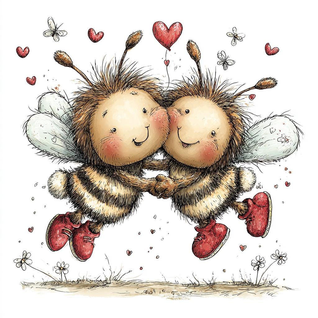 40 JPG Valentine Clipart – Cute Bee Valentine – Whimsical Love Bee ...