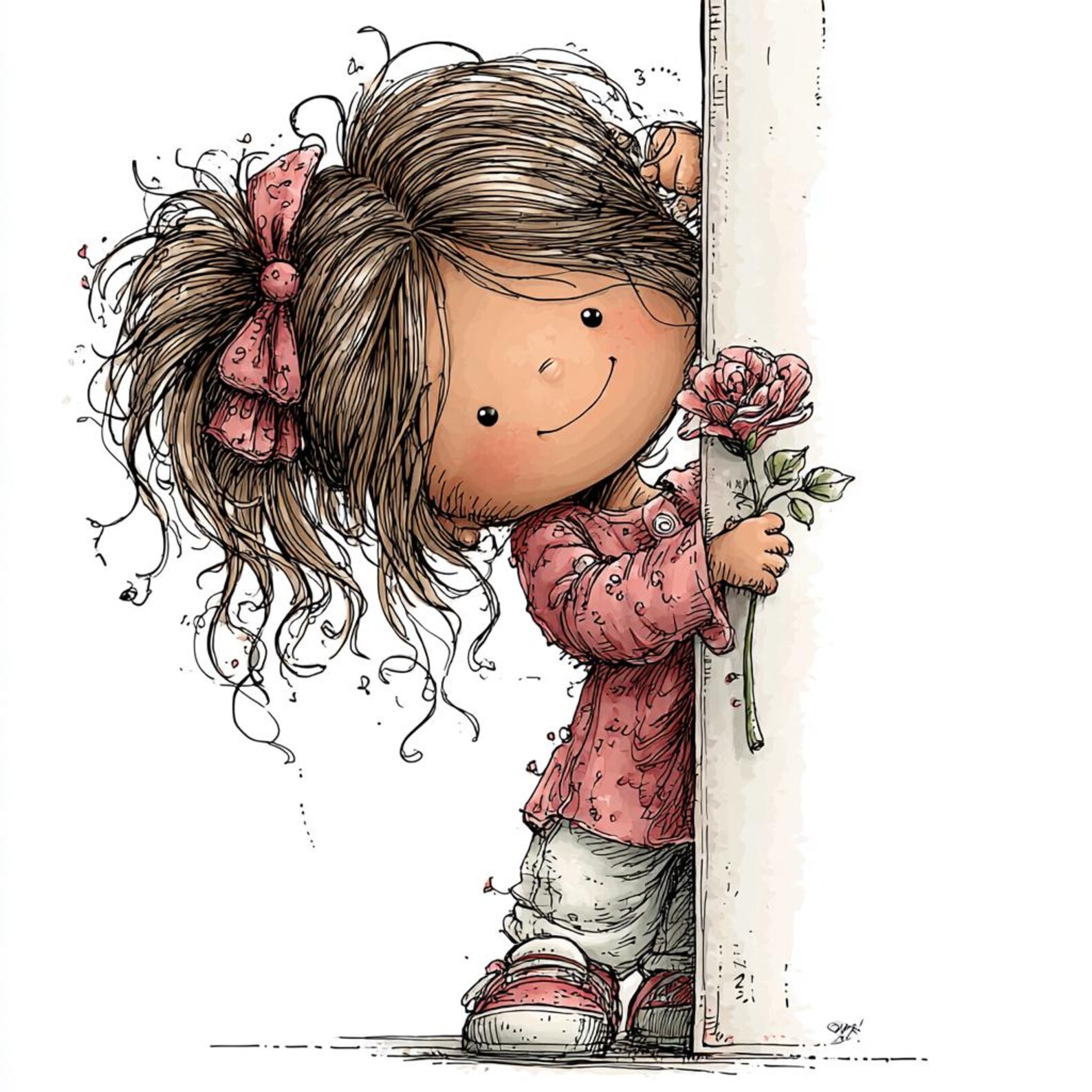 50 JPG Whimsical Peeking Girl Clipart – Cute Valentine Girl Art JPG ...