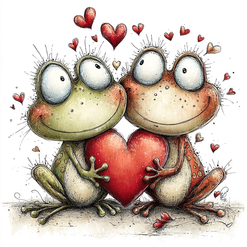 Valentine Frog Clipart - Etsy