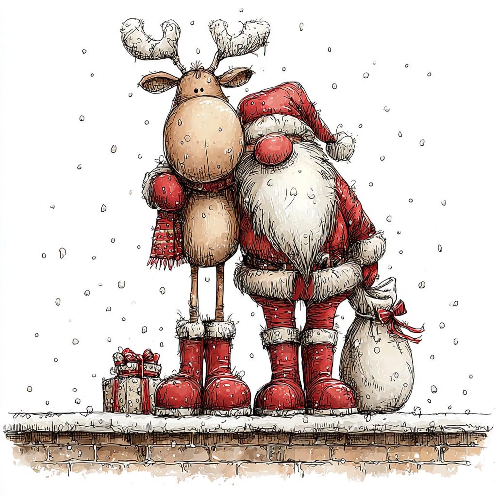Watercolor Santa & Reindeer Clipart: Christmas Holiday Art (33 Jpgs) - Etsy