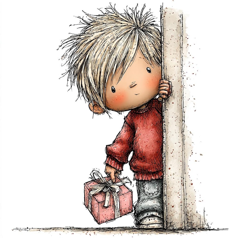 40 JPG Whimsical Peeking Boy Clipart – Cute Valentine Boy Art JPG ...