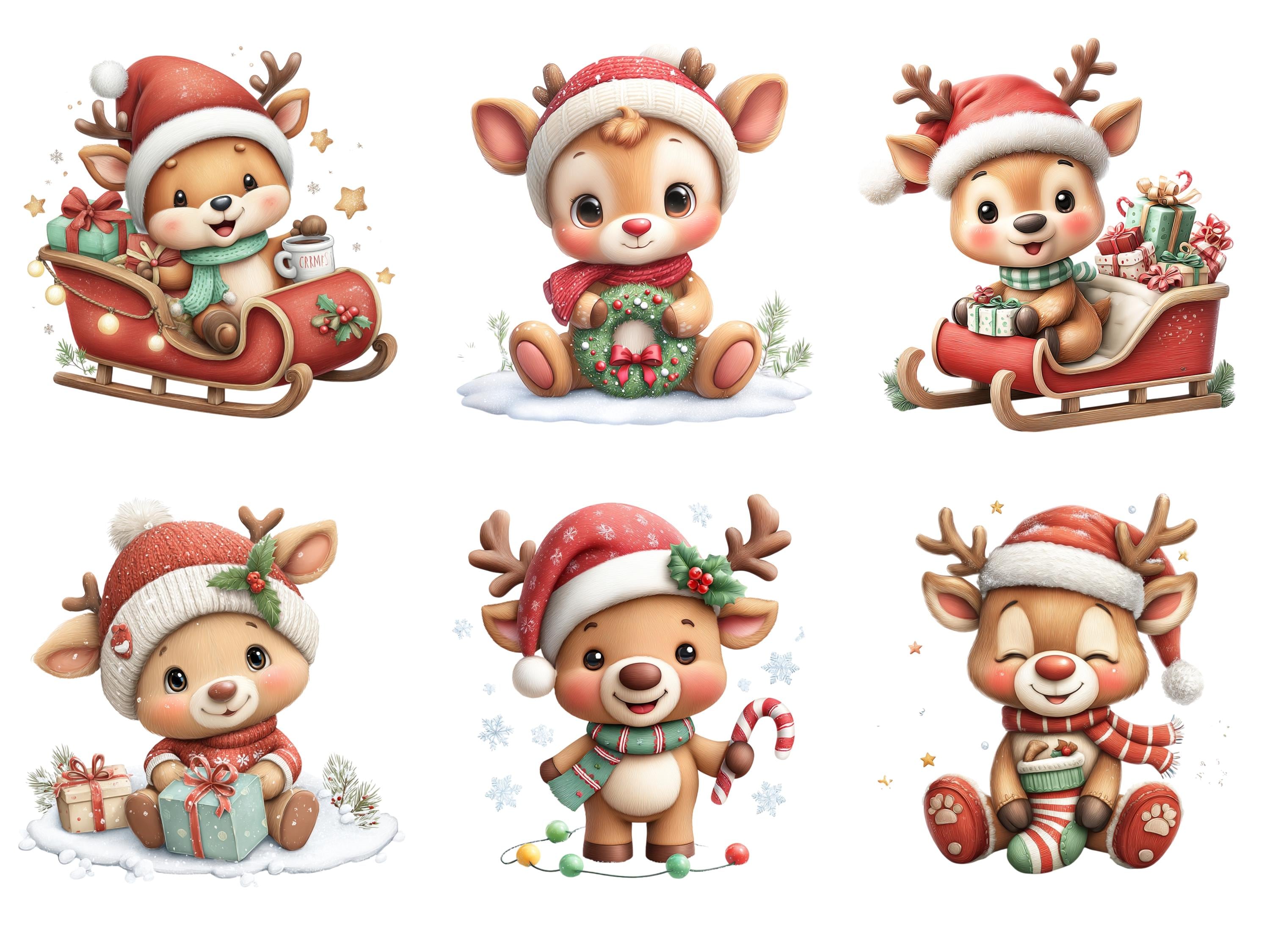 Christmas Reindeer Clipart Bundle, Festive Reindeer Graphics Designs ...