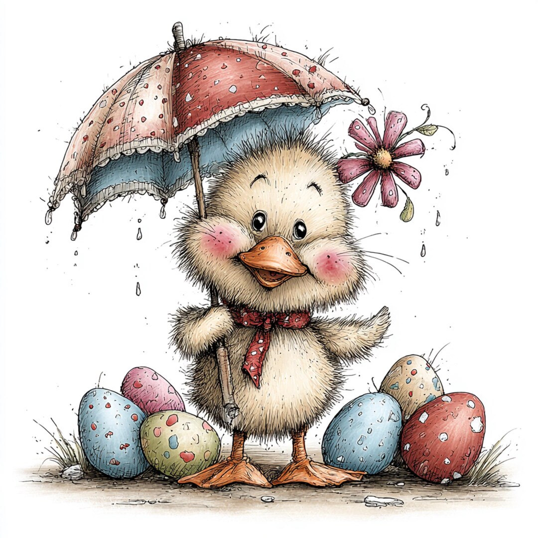 39 JPG Whimsical Easter Animals Clipart – Bunny, Chick & Lamb Quirky ...