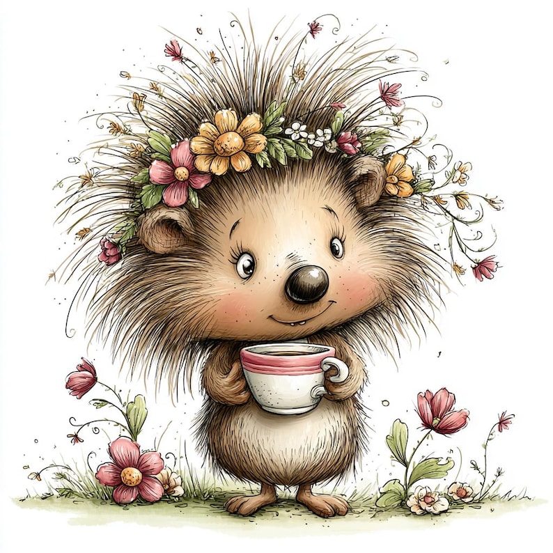 Spring Animals Clipart – Whimsical Creatures JPG, Cute Floral Woodland ...