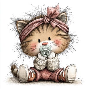 Baby Cat Clipart – Cute Kitten JPG Bundle for Nursery Decor, Baby ...