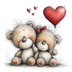 39 JPG Valentine Teddy Bear Couple-clipart – grillige aquarel ...