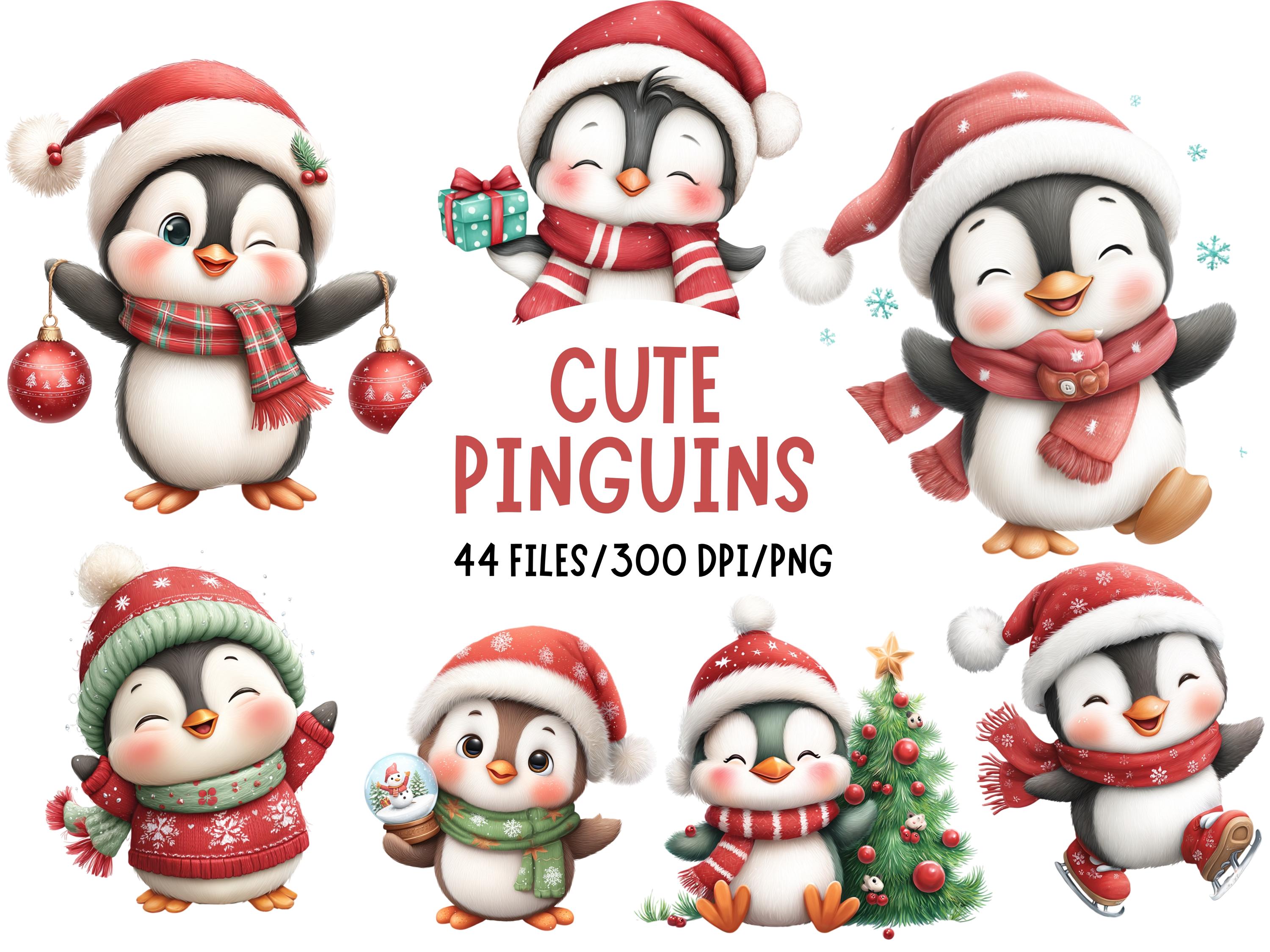 Christmas Penguins Clipart Bundle,x-mas Clipart,holiday Penguin ...