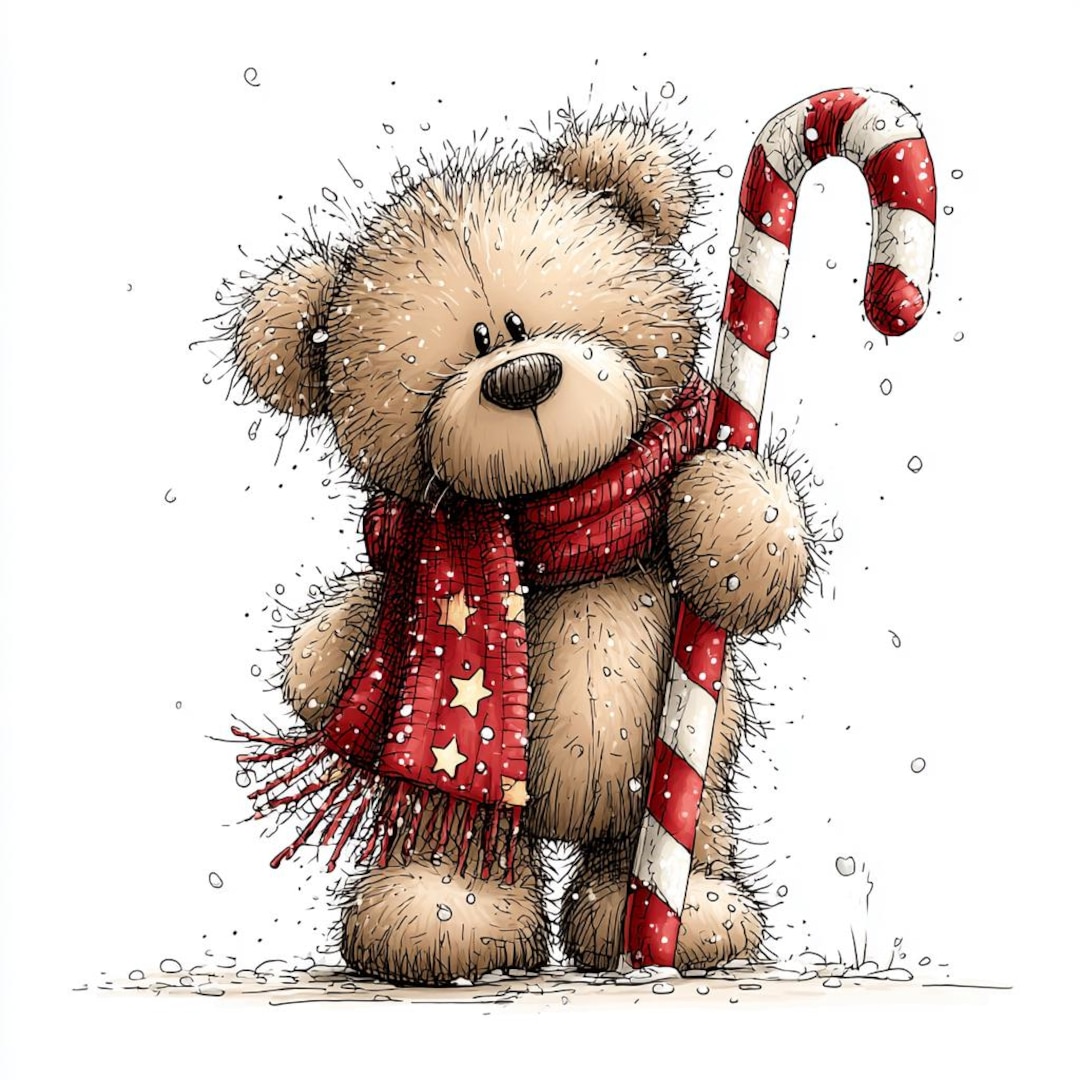 Christmas Teddy Bear Clipart: Festive Watercolor Holiday Graphics (JPG ...
