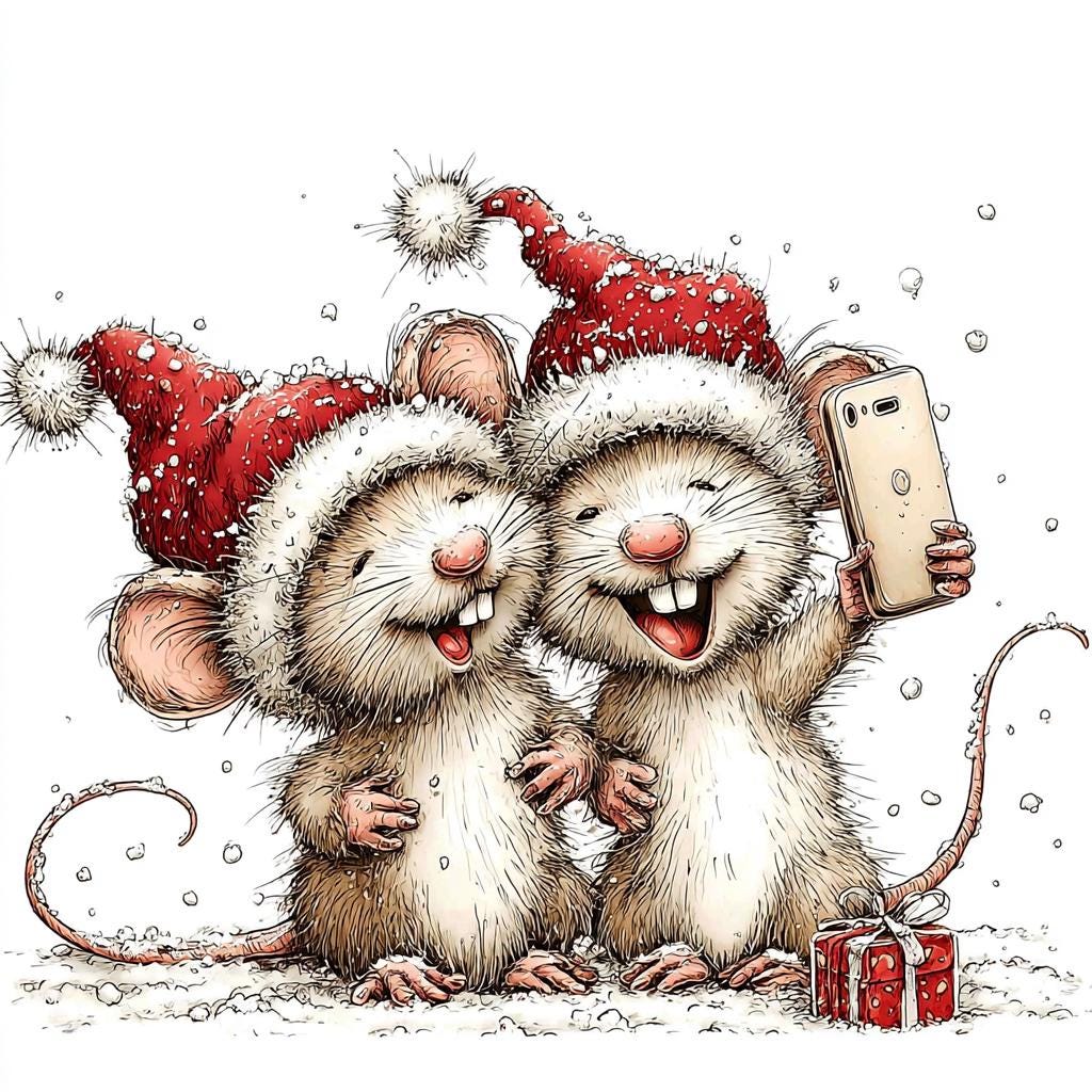 Christmas Mouse Clipart – Whimsical Watercolor Illustrations – Cute ...