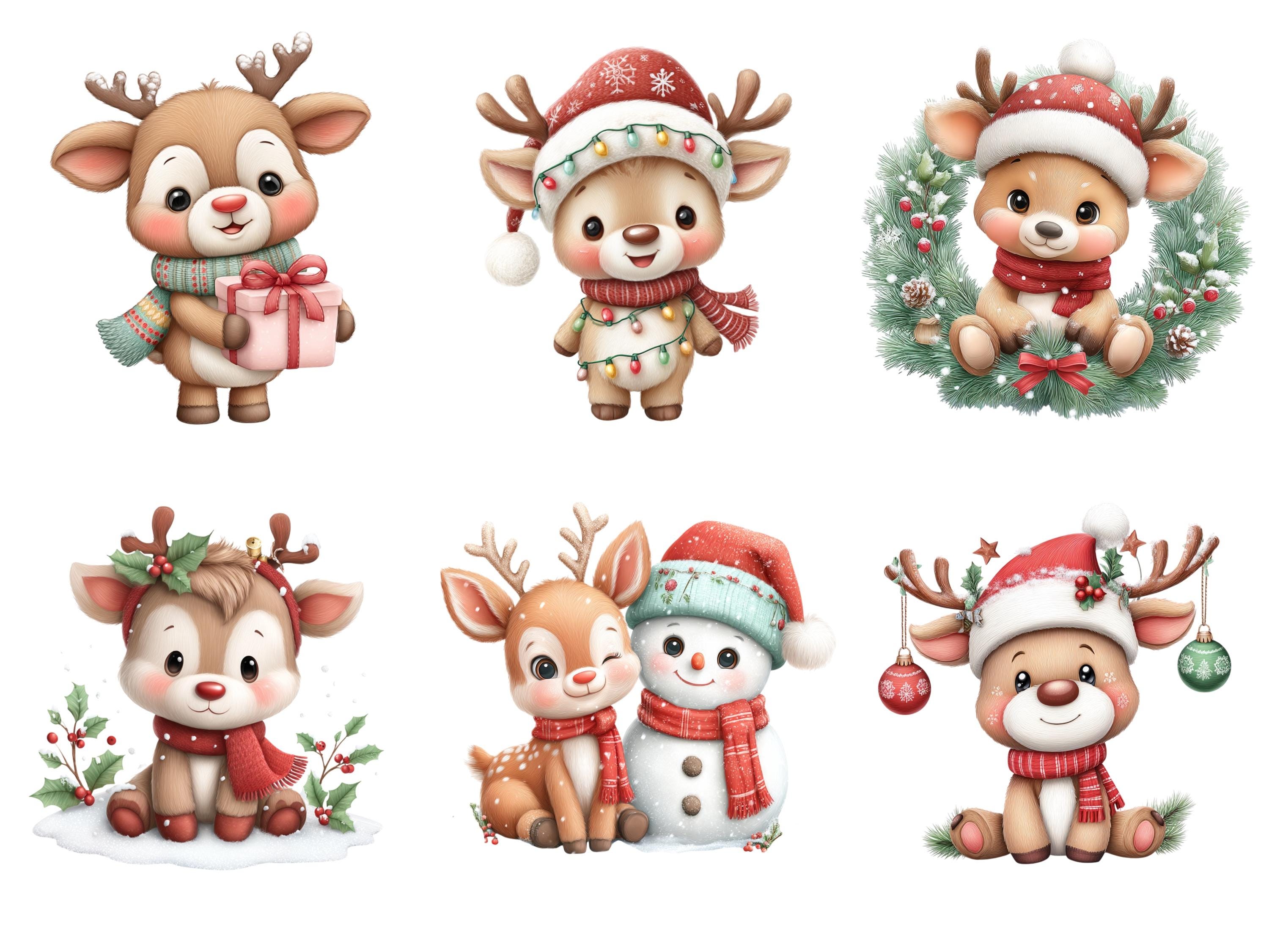 Christmas Reindeer Clipart Bundle, Festive Reindeer Graphics Designs ...
