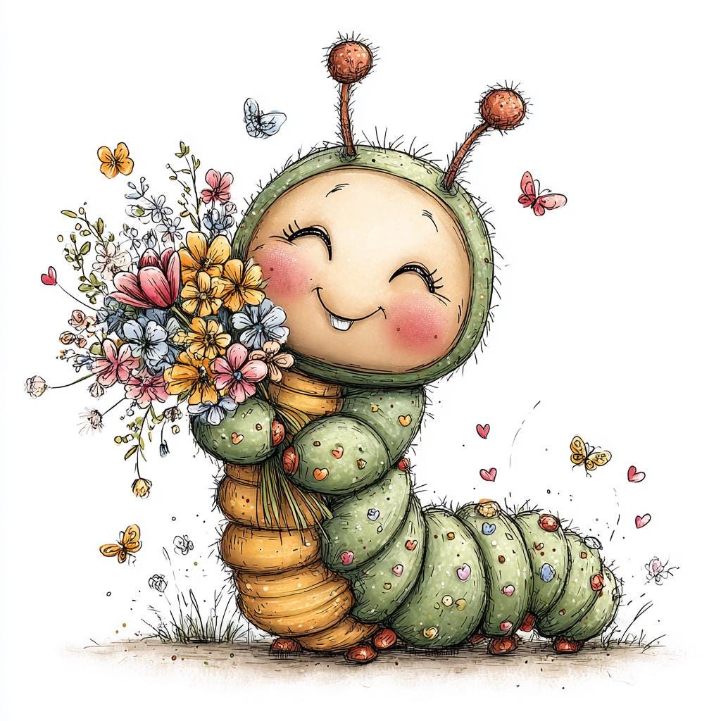 33 JPG Whimsical Spring Caterpillar Clipart – Cute Quirky Bug Art With ...