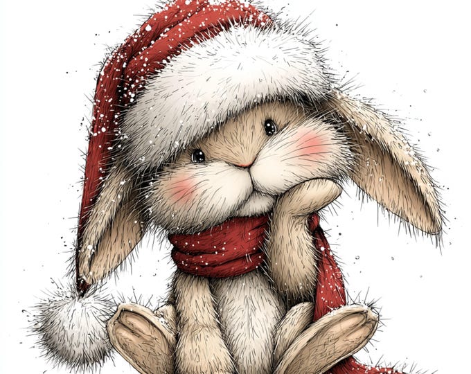Cute Christmas Bunny Clipart - Watercolor Illustrations for Christmas ...