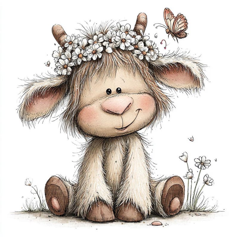 29 JPG Whimsical Spring Farm Animals Clipart – Cute Cow, Lamb, Pig ...