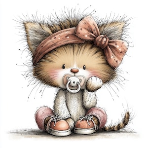 Baby Cat Clipart – Cute Kitten JPG Bundle for Nursery Decor, Baby ...