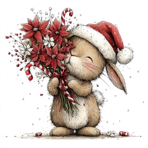 Christmas Bunny Clipart – Whimsical Watercolor Illustrations – Cute ...