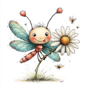 34 JPG Whimsical Spring Dragonfly Clipart – Cute Quirky Dragonfly Bug ...