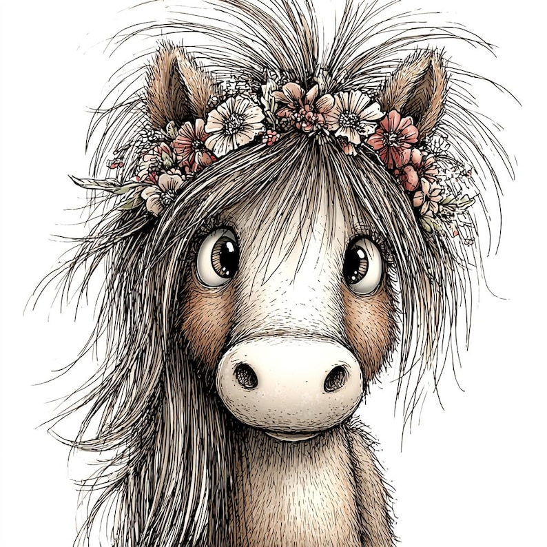 Whimsical Farm Portraits Clipart – Cow, Lamb Pig Art JPG – Floral Crown ...